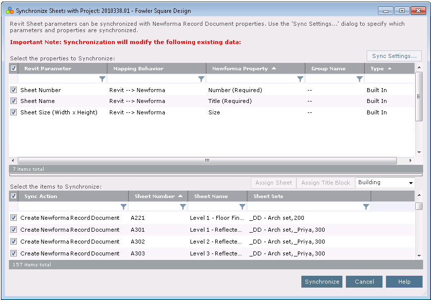 Newforma Project Center 2023 Help Synchronize Record Documents With Revit